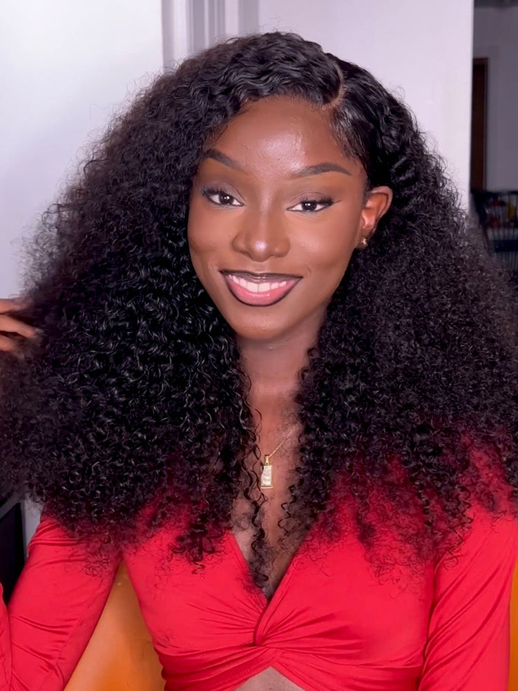 Kinky Curly Glueless Wig Wear Go HD Lace Pre Cut Lace Front Human Hair ...