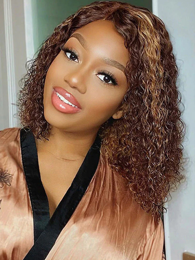 Water Wave Pre-cut HD Lace Highlights Wear Go Bob Wig - CurlyMe Hair