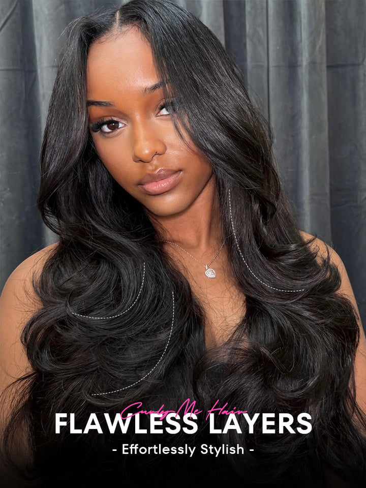 Pre-Styled Butterfly Cut Layer Yaki Straight Wear Go Glueless Wigs ...
