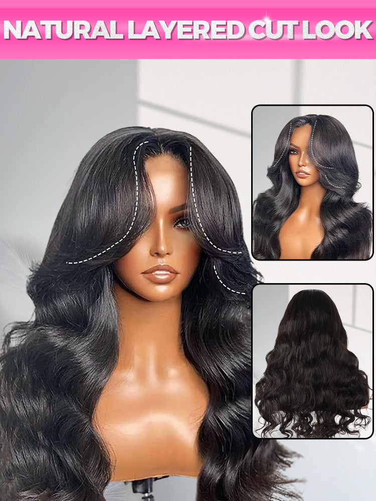 Layered Cut Body Wave Hair 7x5 HD Lace Glueless Pre-bleached Wear Go ...