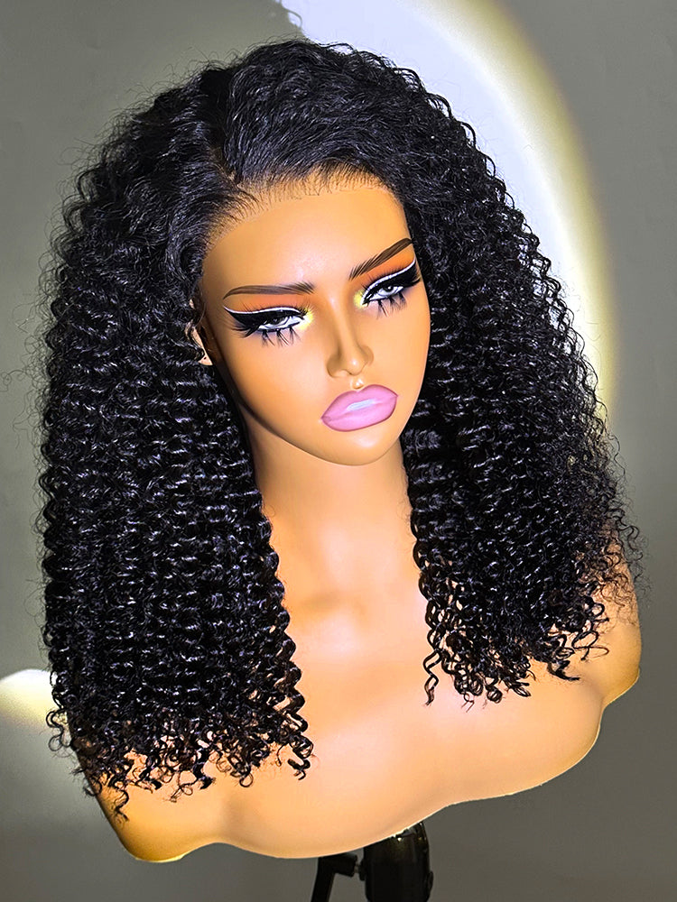 CurlyMe Kinky Curly Wear Go Glueless Wig Human Hair Pre-bleached 4x6 HD ...