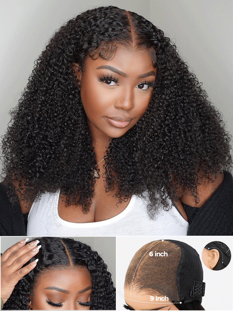 Mini Knots Kinky Curly Hair M-cap Wear Go Glueless 9x6 HD Lacec Wig ...