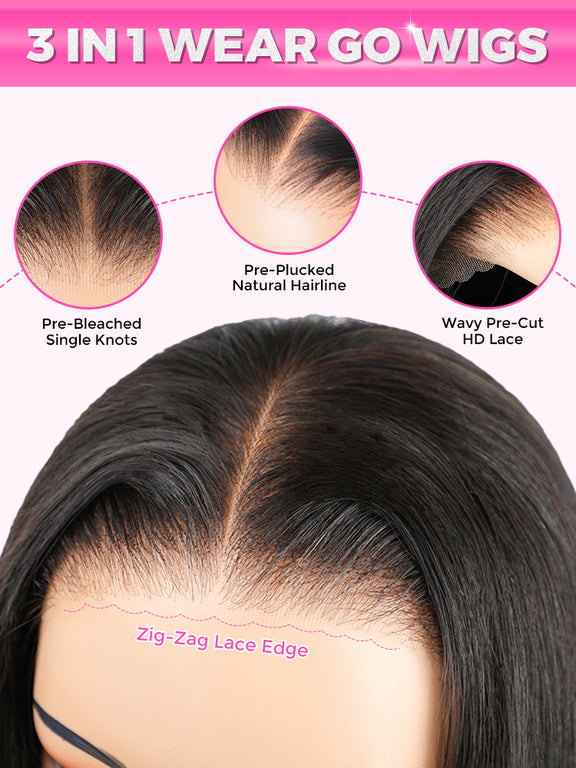 Layered Cut Body Wave Hair 7x5 HD Lace Glueless Pre-bleached Wear Go ...