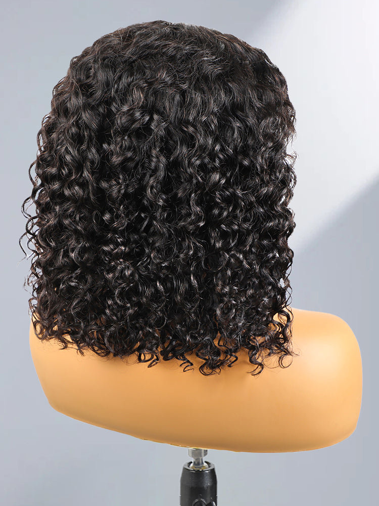 Water Wave Bob Glueless Wig HD Lace Wear Go Pre Cut Lace Closure Wig ...