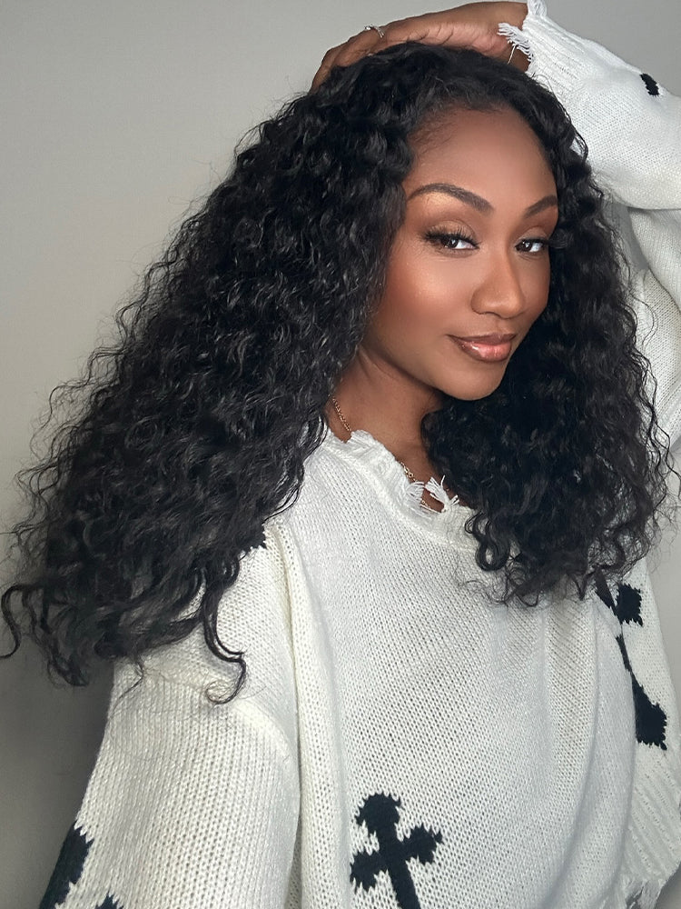 3 IN 1 Half Wig Water Wave Glueless Install Wig With Adjustable ...