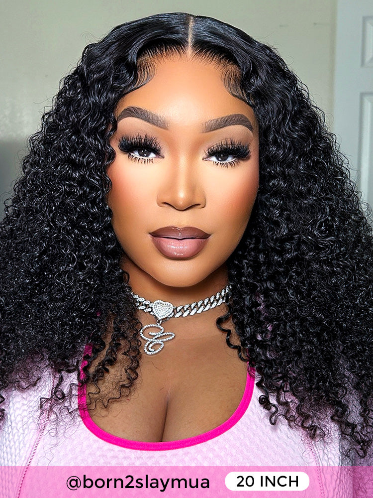 CurlyMe Kinky Curly Wear Go Glueless Wig Human Hair Pre-bleached 4x6 HD ...