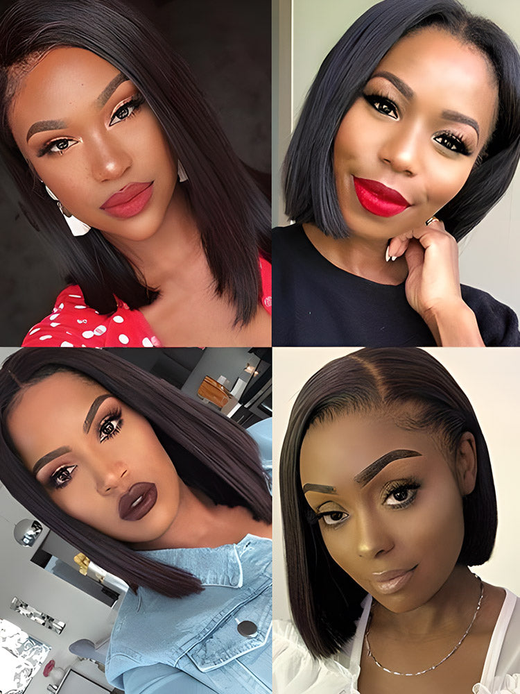 Silk Straight Human Hair 4x4 Lace Closure Bobb Wig - CurlyMe Hair