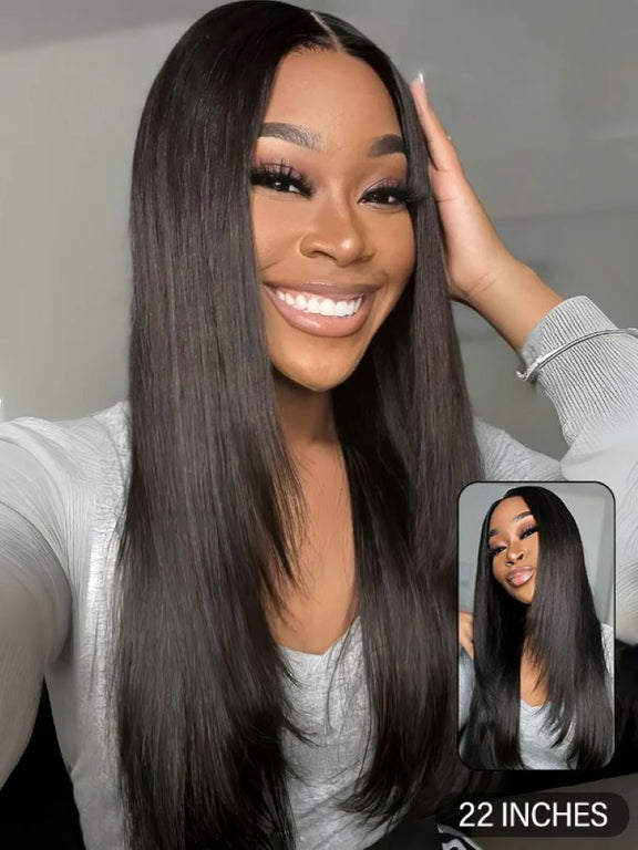 Layered Cut Straight Hair 7x5 HD Lace Glueless Pre-bleached Wear Go Wig ...