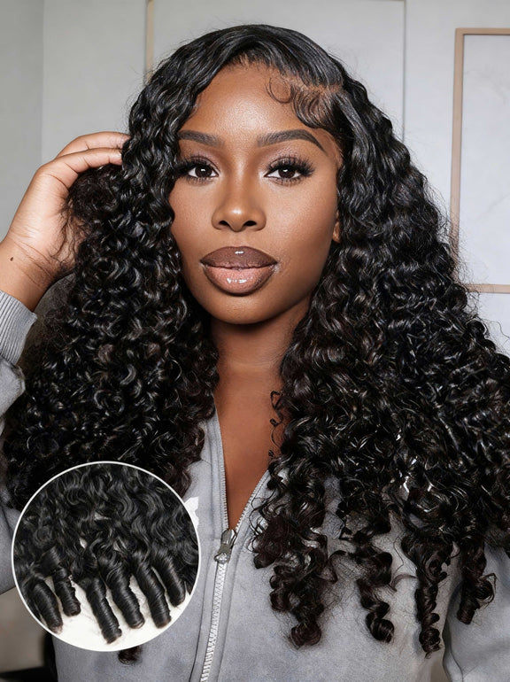 Pre-bleached Burmese Curly Hair 13x6 HD Lace Glueless Wear Go Wig ...