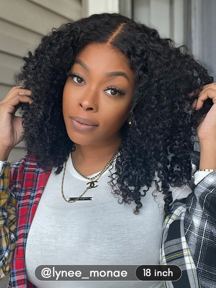 Mini Knots Kinky Curly Hair M-cap Wear Go Glueless 9x6 HD Lacec Wig ...