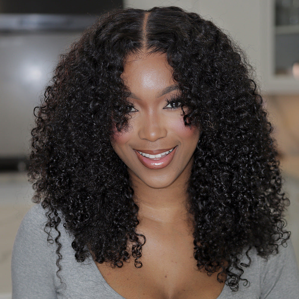 Mini Knots Kinky Curly Hair M-cap Wear Go Glueless 9x6 HD Lacec Wig ...
