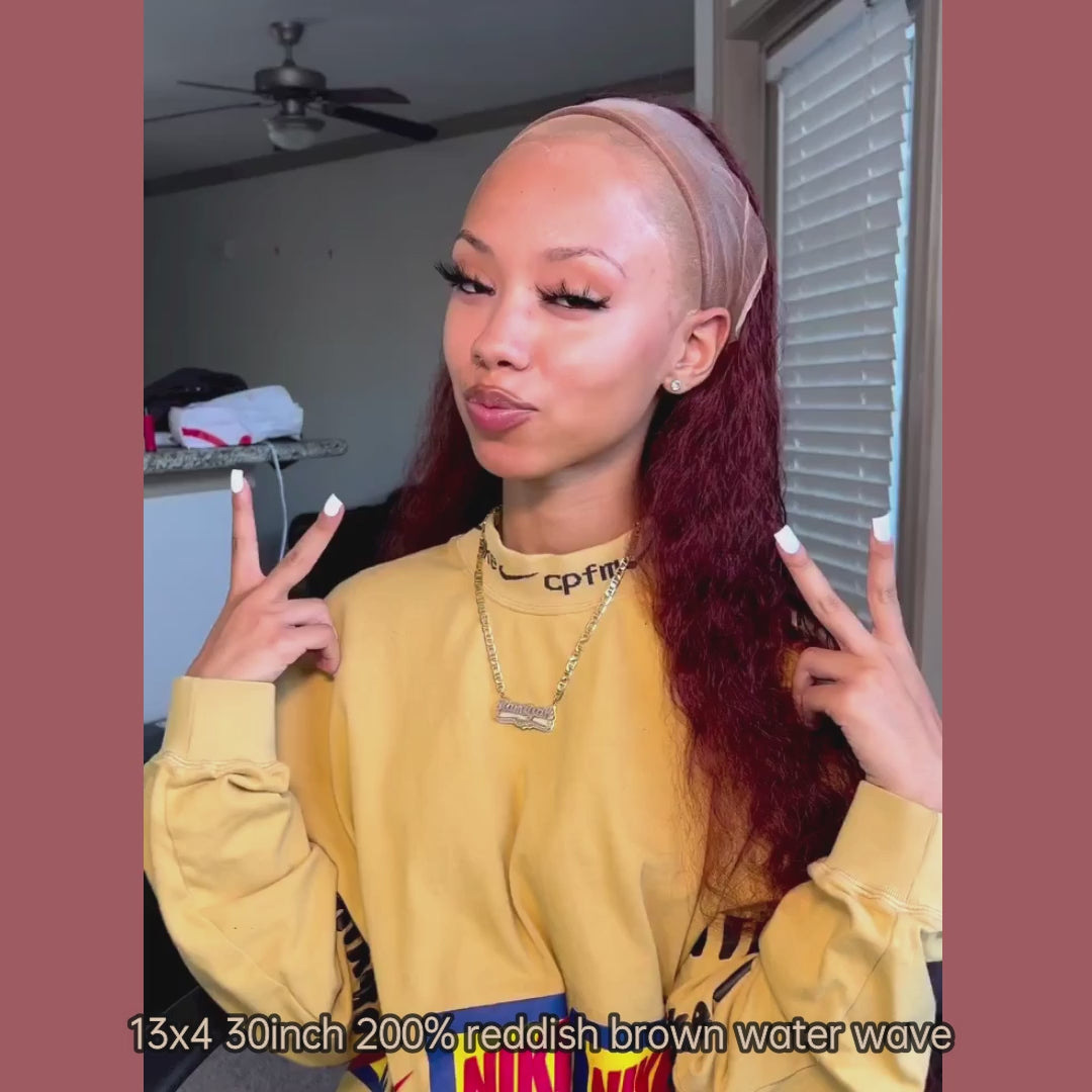Hot Reddish Brown Water Wave Color Wigs For Sale Curlyme Hair